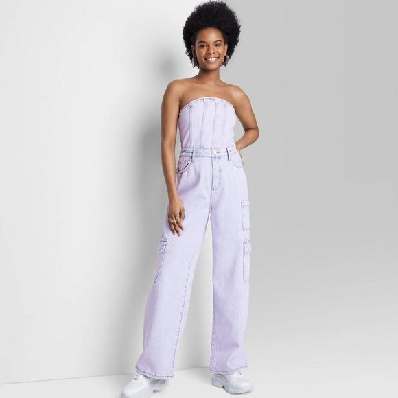 wild fable | Pants & Jumpsuits | Womens Tube Cargo Denim Jumpsuit Wild ...